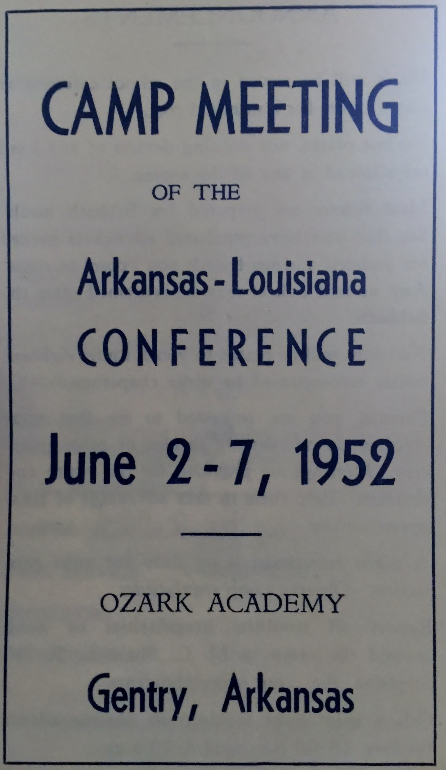 Camp Meetings – How it all Began