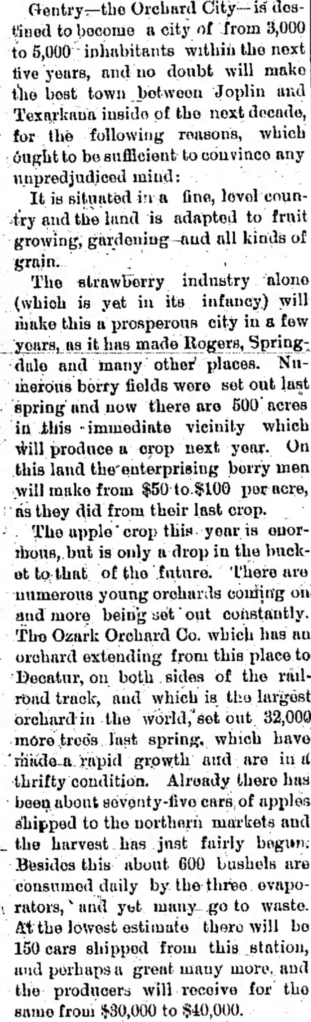 A Brief History of Gentry, Arkansas – How it all Began